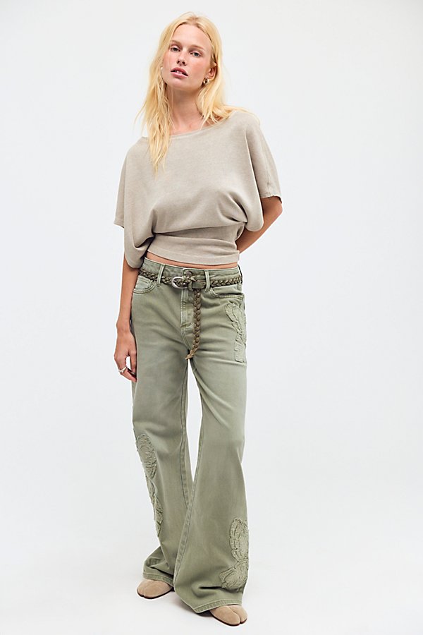DRIFTWOOD Driftwood Charlee Wide-Leg Jeans with Floral Embroidery